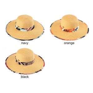 C.C | Accessories | Cc Tropical Pattern Print Wide Brim Paper Sun Hat ...